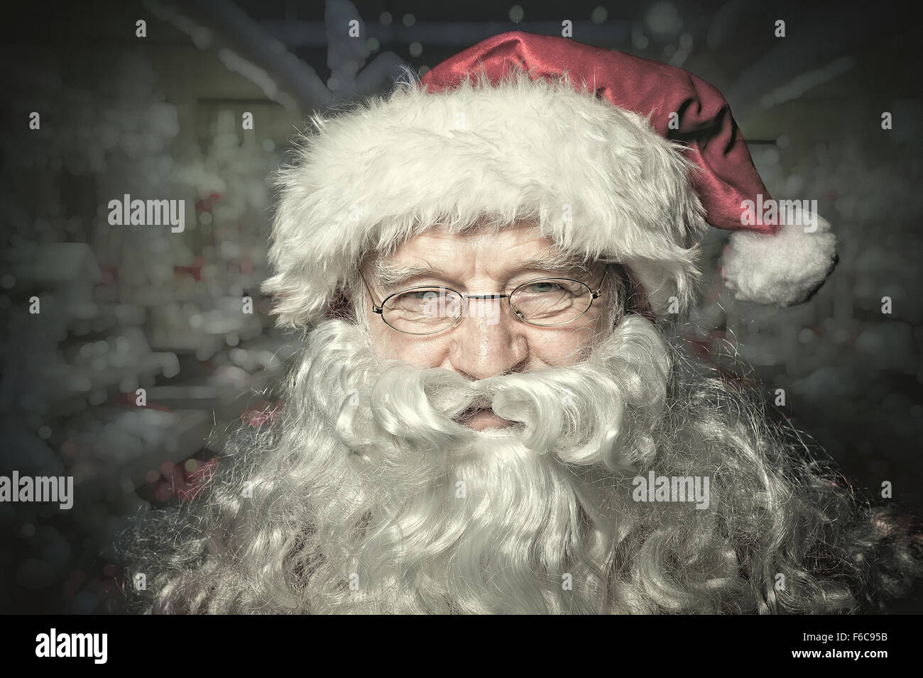 santa claus classic portrait on gray background Stock Photo - Alamy