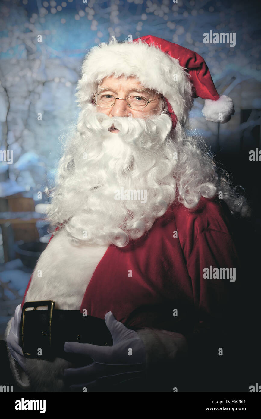 santa claus classic portrait on gray background Stock Photo - Alamy