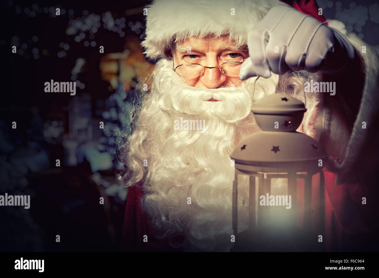 santa claus classic portrait on gray background Stock Photo - Alamy