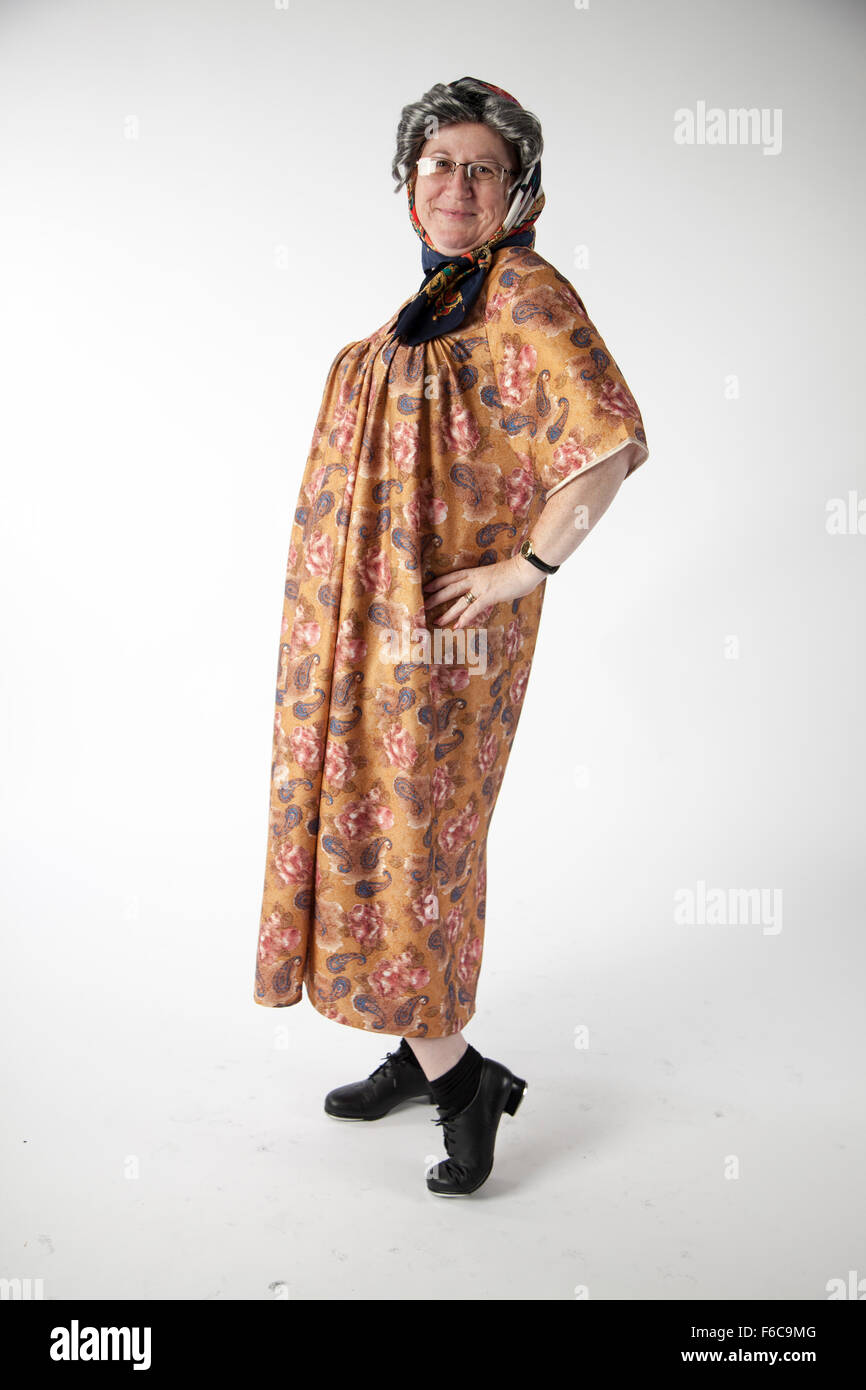 Woman dressed up in an OAP costume in a studio Stock Photo - Alamy