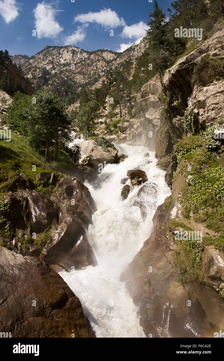 India, Himachal Pradesh, Kinnaur, Kassang waterfall beside Hindustan ...