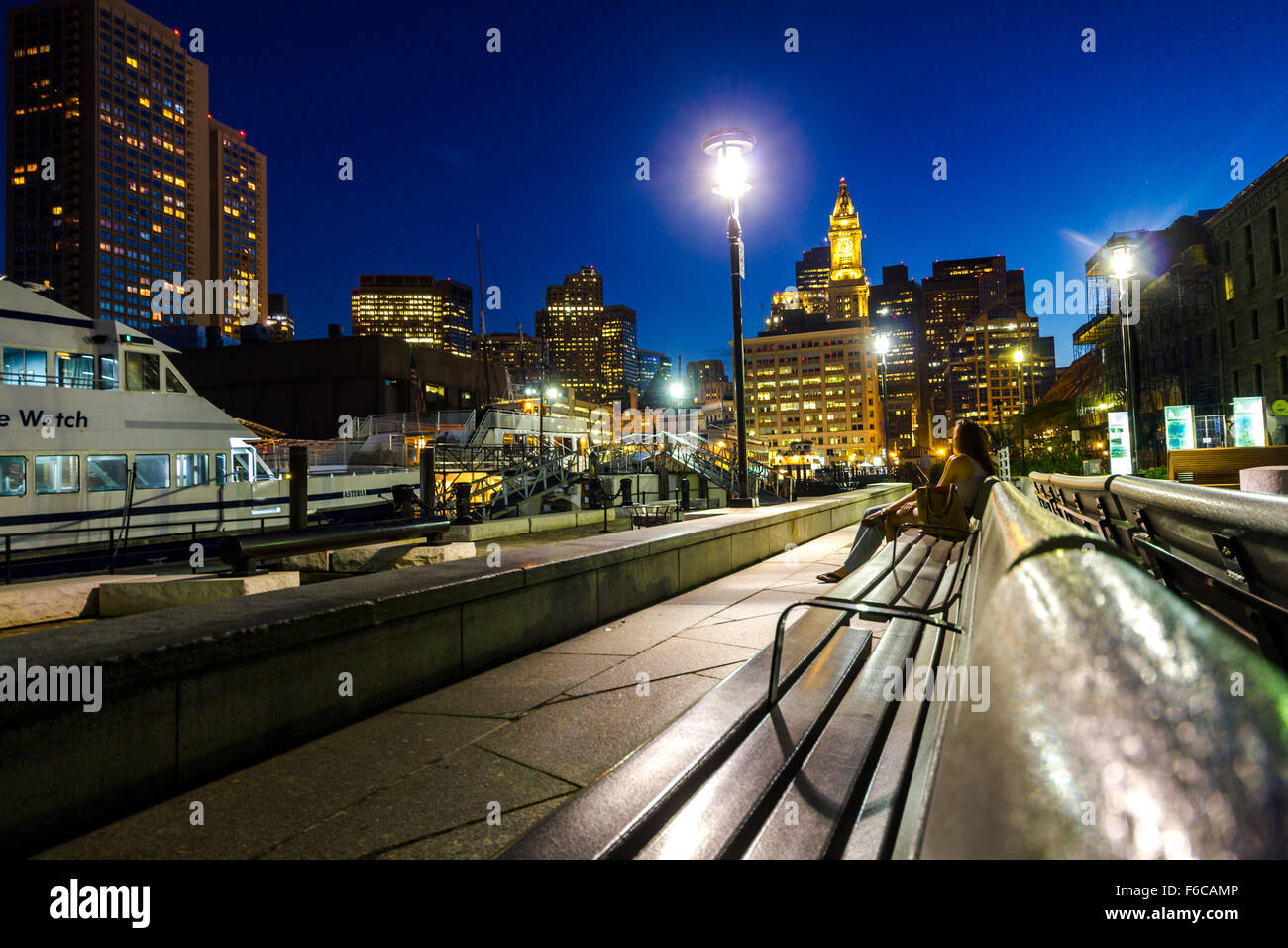 Boston city skyline night hi-res stock photography and images - Alamy