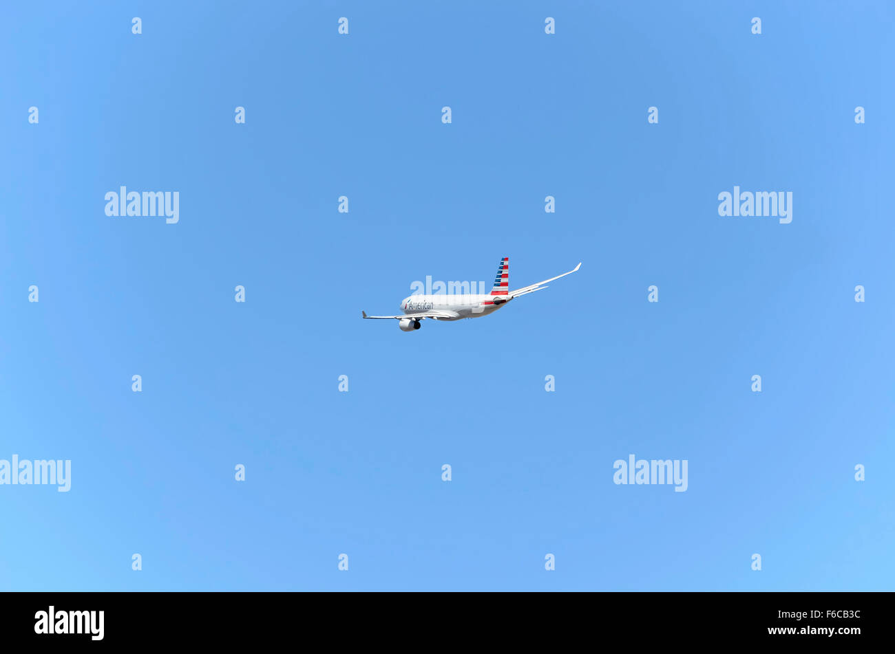 Rear aerial view of aircraft -Airbus A330-243-, of -American Airlines ...