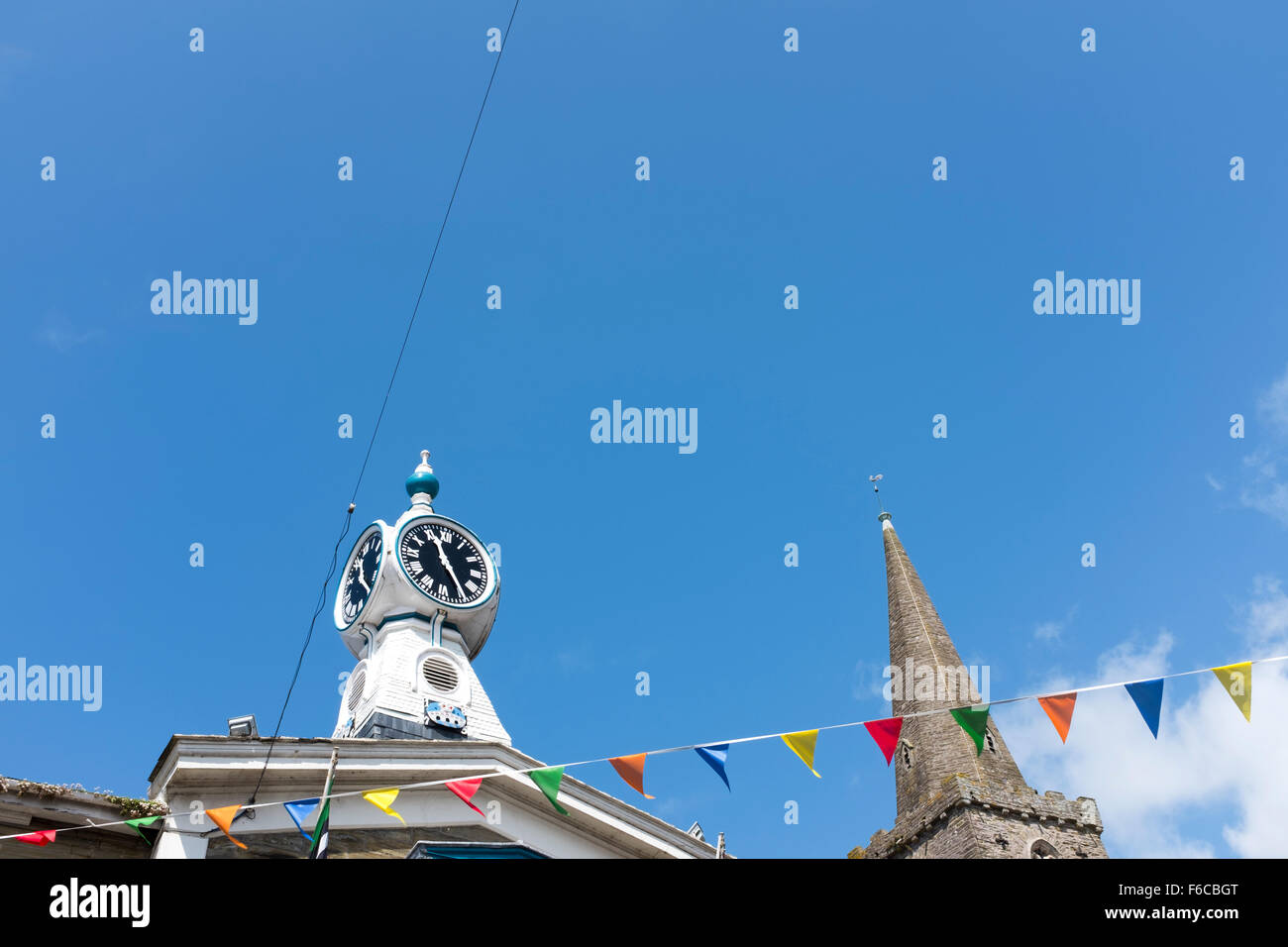 The Old Town hall with its distinctive clock tower Kingsbridge, Devon ...