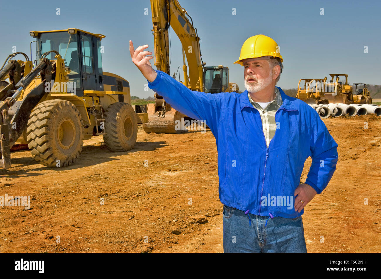 Construction foreman directing traffic on hi-res stock photography and ...