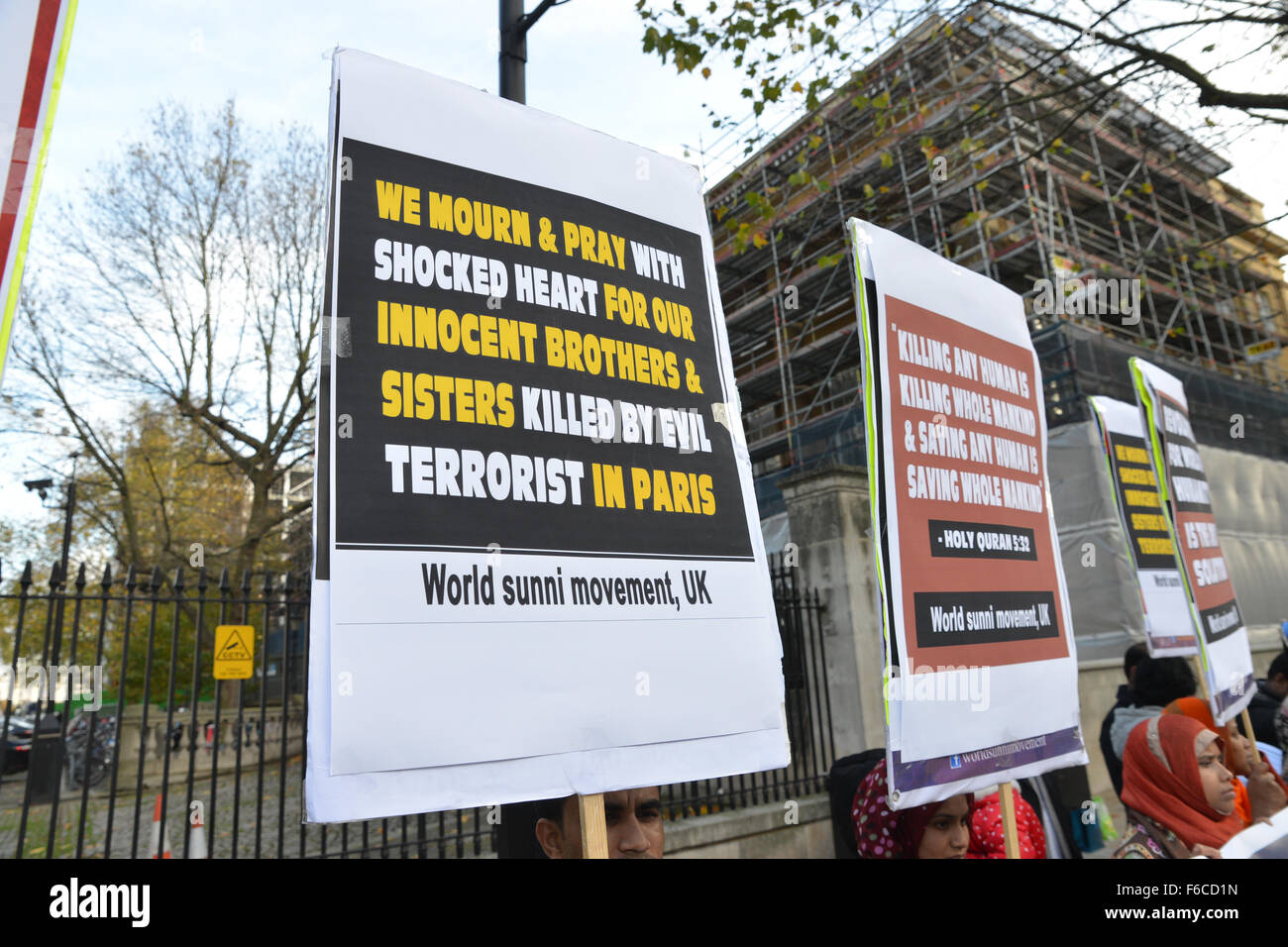 Paris attacks: Protest opposite Downing Street, by the World Sunni ...