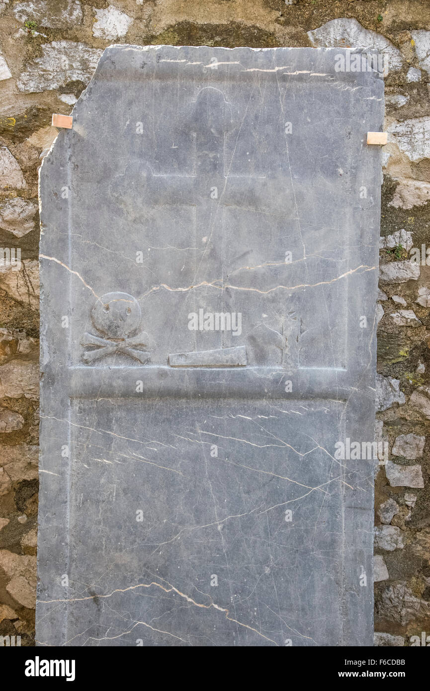 Plague stone in the German historic town of Limburg am der Lahn Stock ...