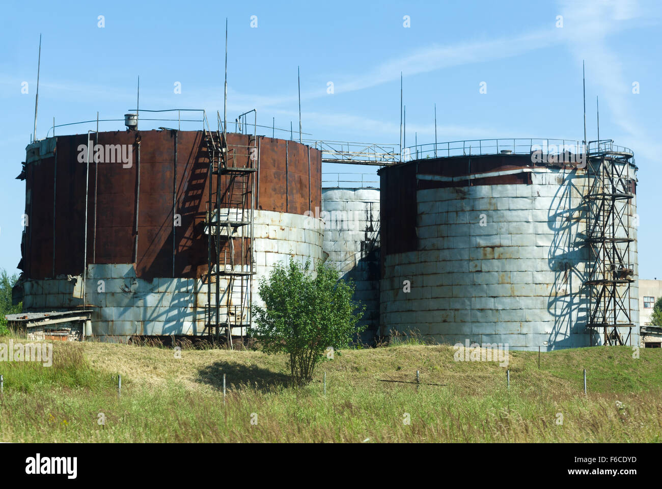 the old huge storage covered with steel sheets Stock Photo - Alamy
