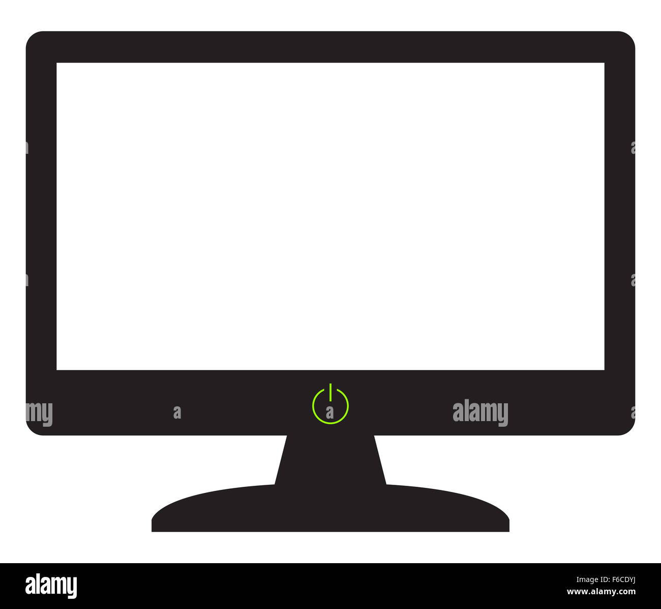 A computer screen silhouette with an on button and screen space ...
