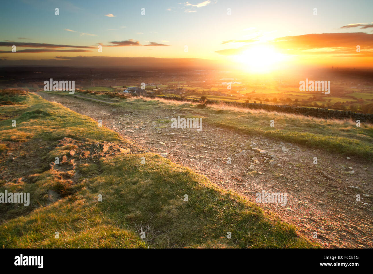 A view towards Manchester from Hartshead Pike Stock Photo - Alamy