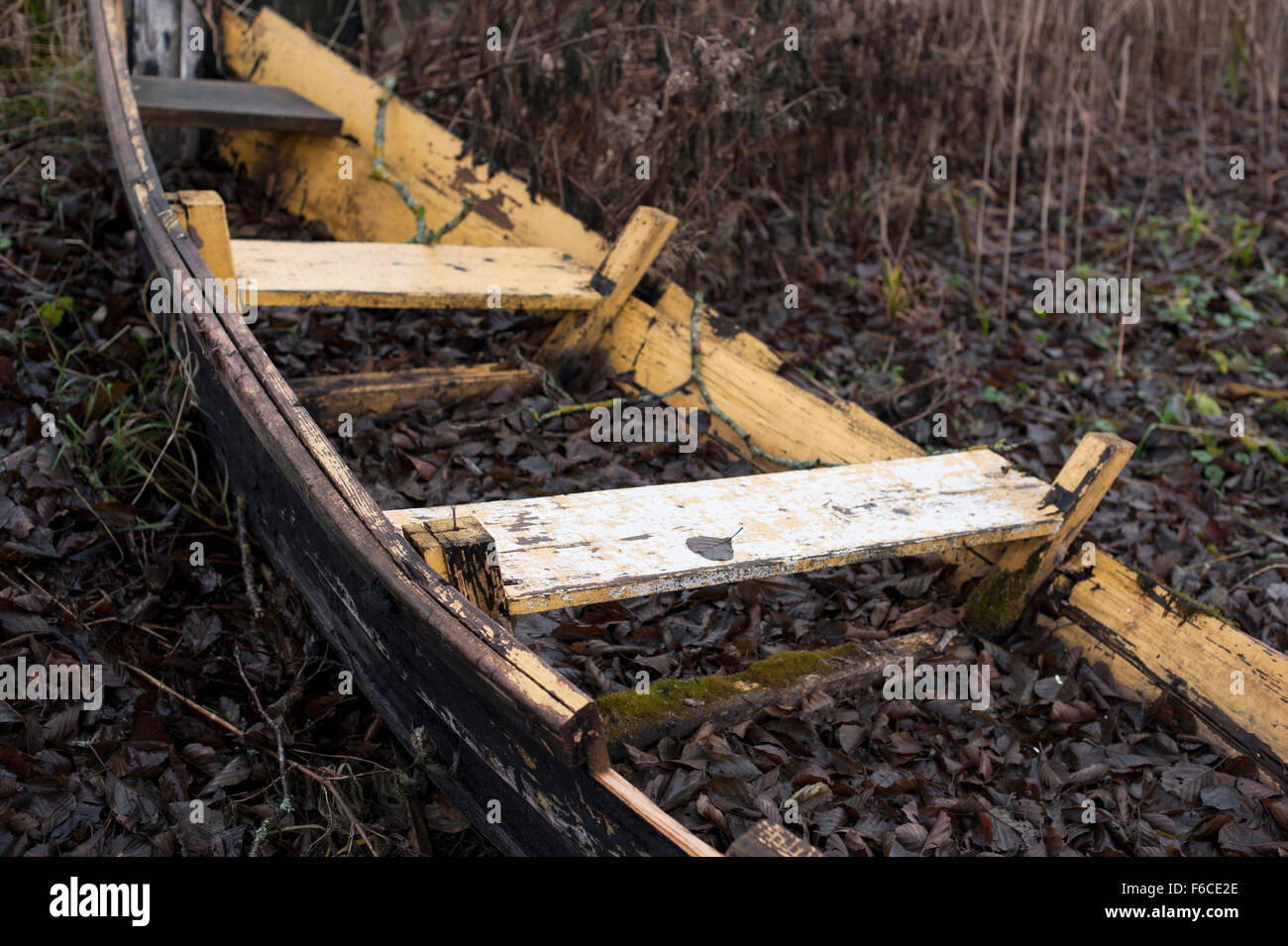 Rowing boat wreck Stock Photo - Alamy