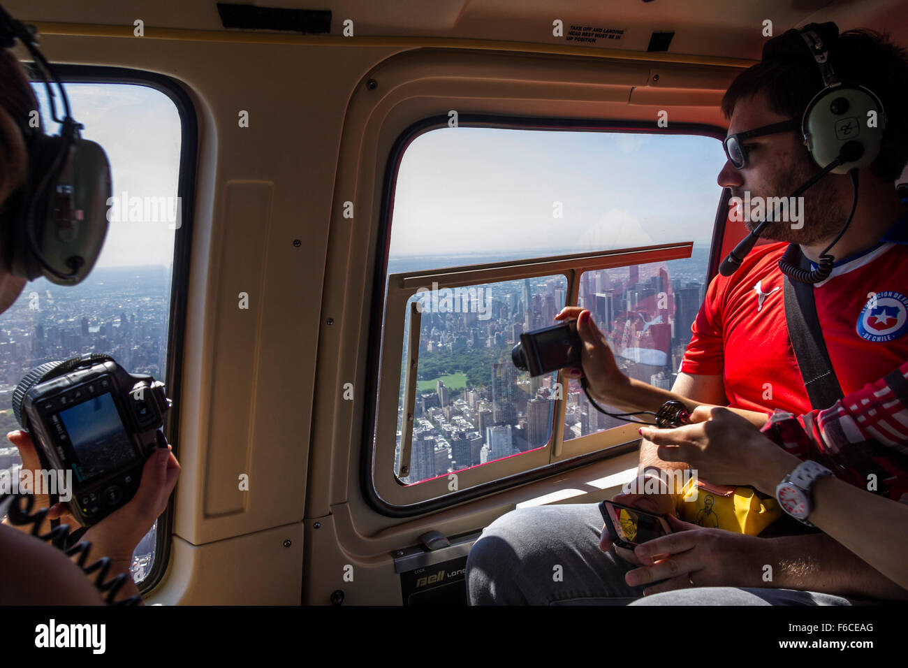 Inside helicopter above New York City Stock Photo - Alamy