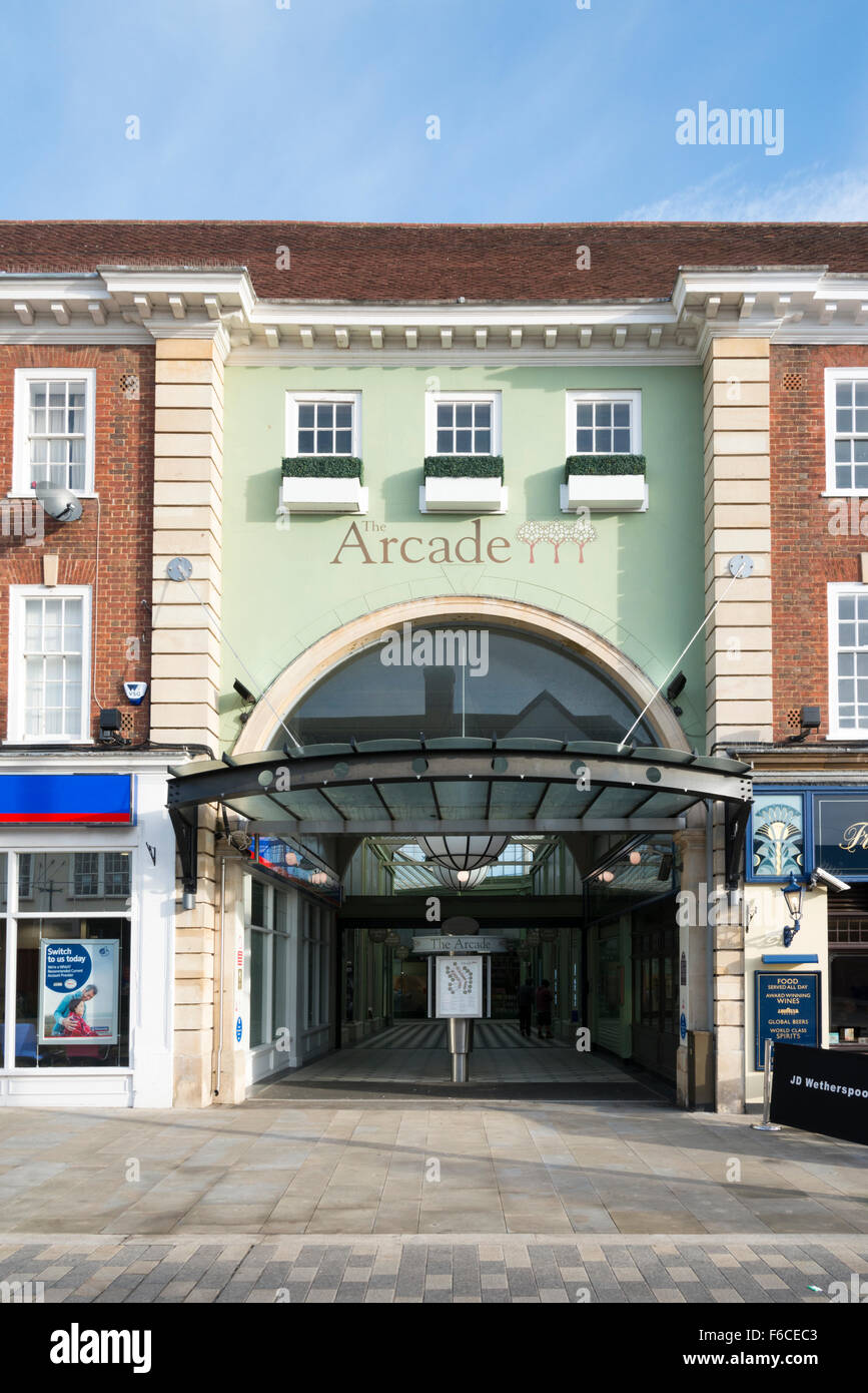 A main shopping street and the Arcade in Letchworth Garden City ...