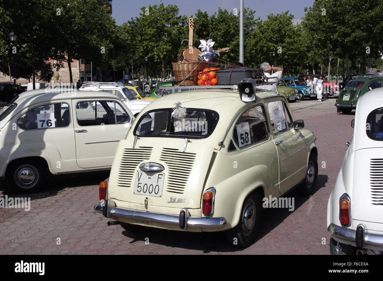 Classical Seat 600 car meeting in Albacete, Spain. Roof rack Stock ...