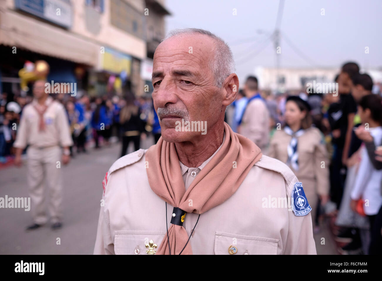 Arab Christian scouts during a procession parade to St. George church ...