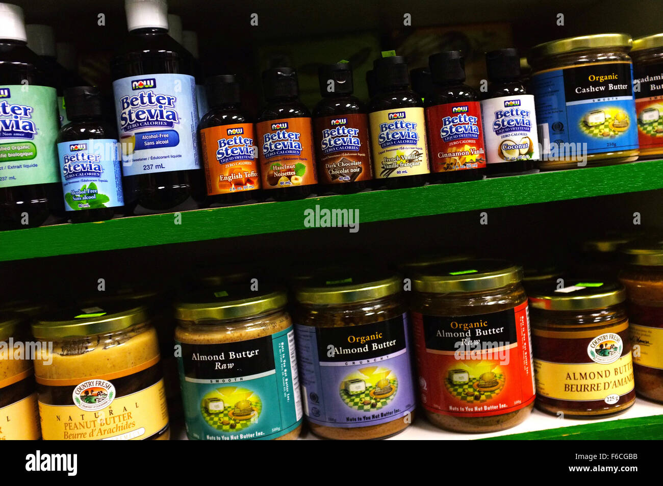 Natural Health products on the shelf of a health shop in Canada Stock ...