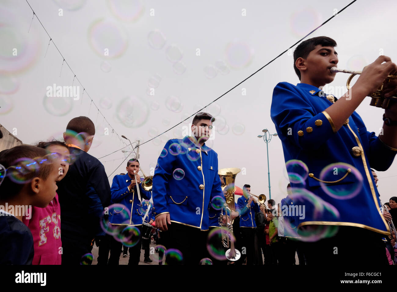 Lod, Israel. 16th November, 2015. Arab Christians playing music during ...