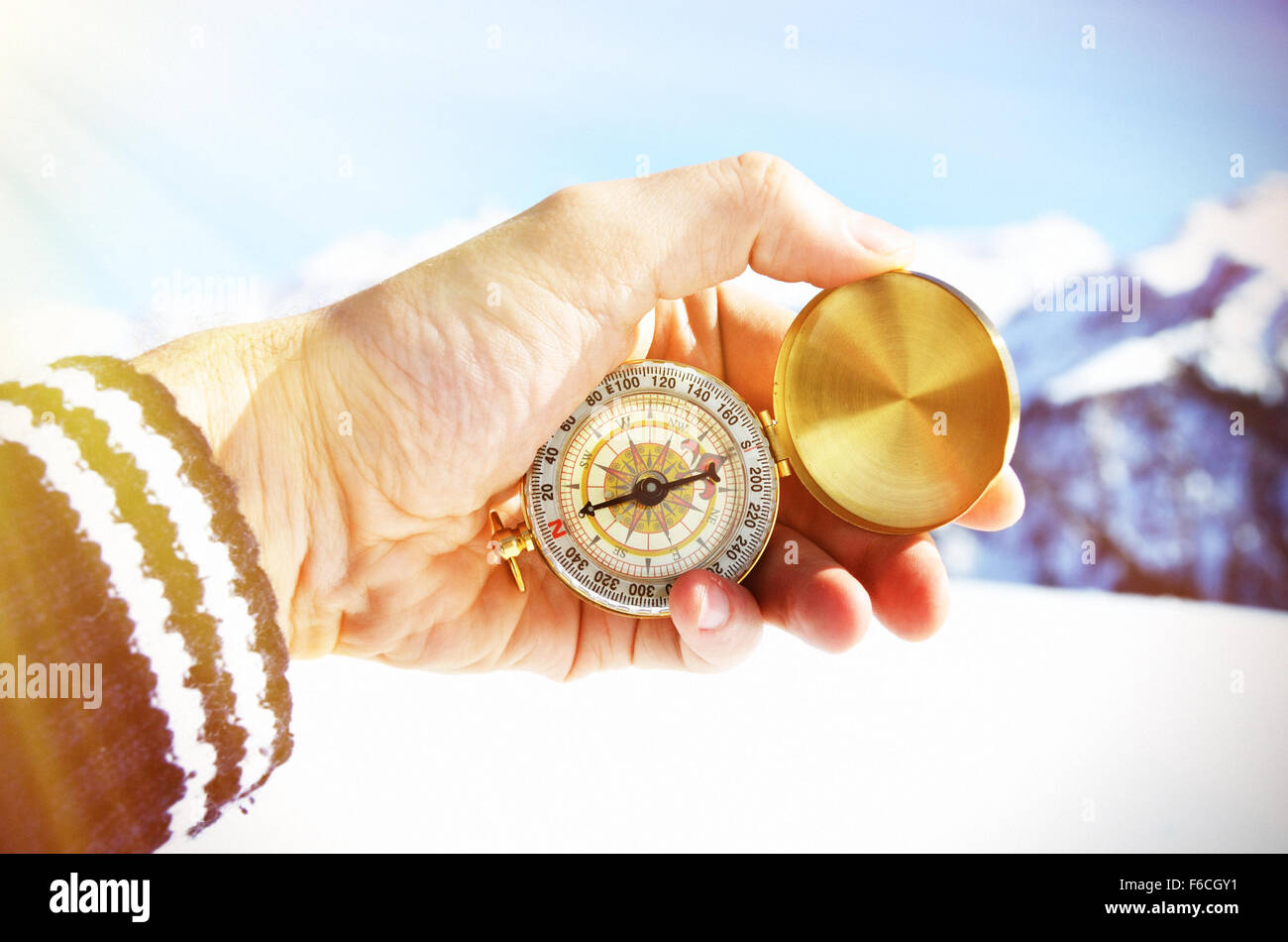 Compass in the hand Stock Photo - Alamy