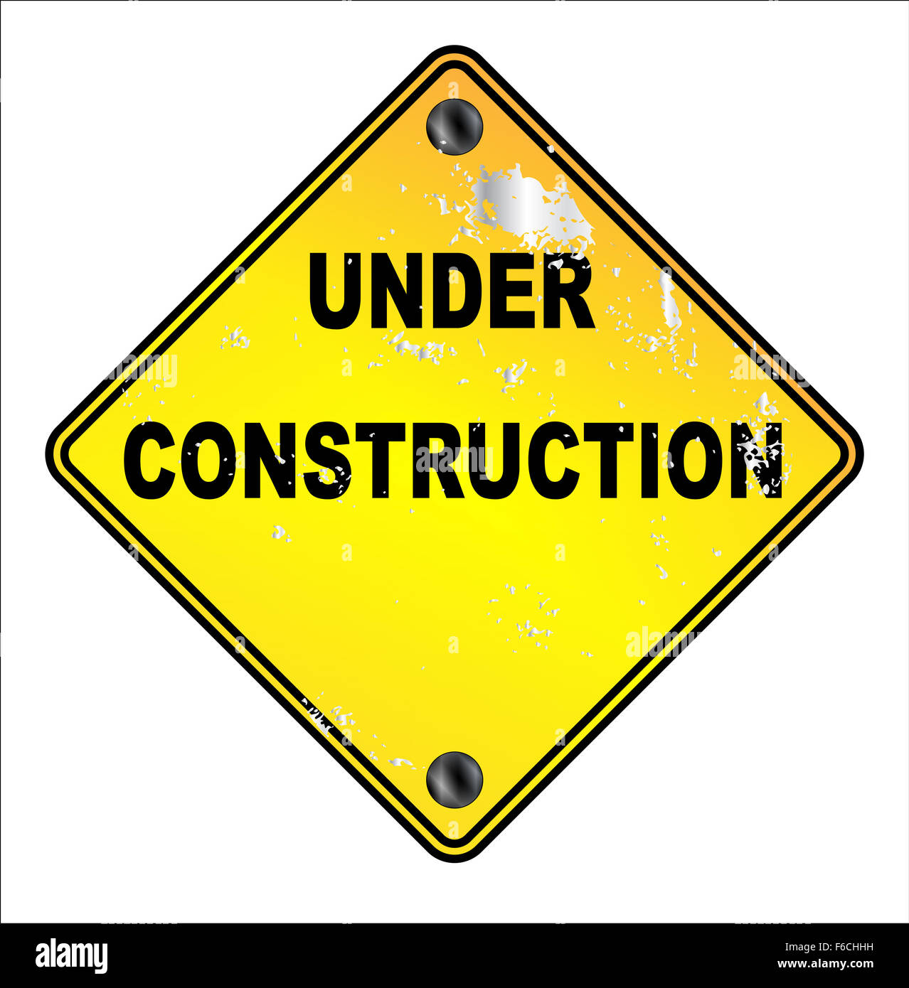 Yellow under construction traffic sign over a white background Stock ...