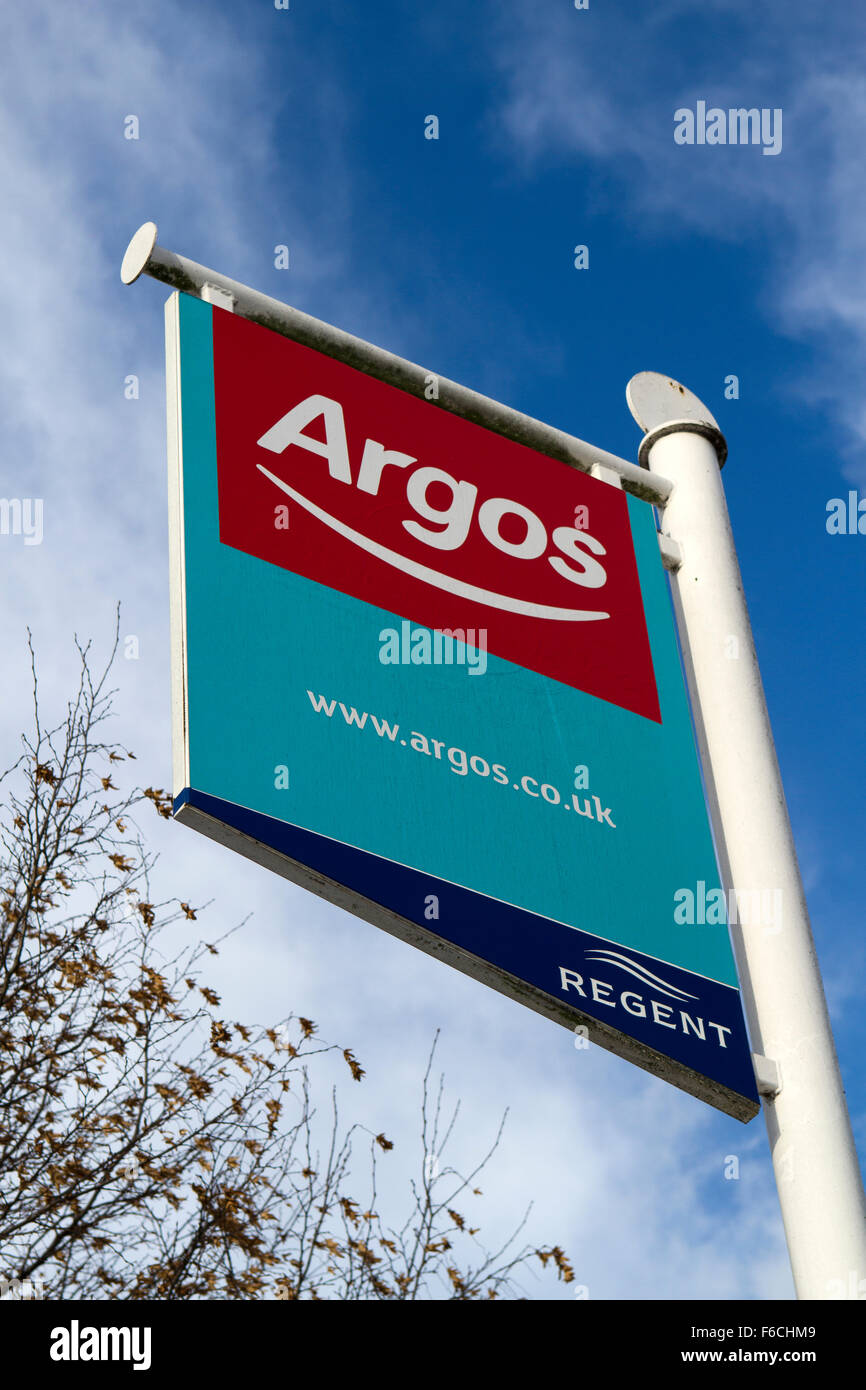 Large branded chain store signs on Regent Retail Park, Salford, UK ...
