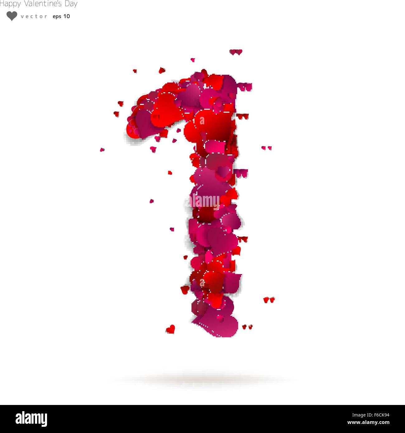 Number one, 1 made from red hearts. Love alphabet Stock Vector Image ...