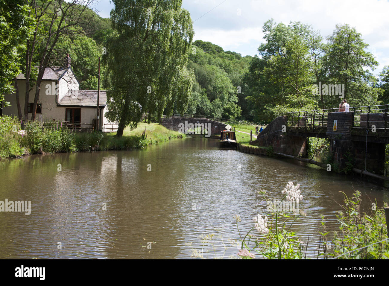 The Caldon Canal near the junction with the River Churnet at Consall in ...