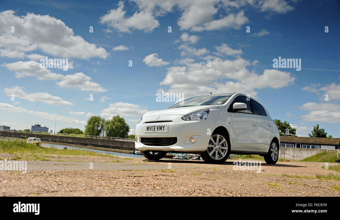 Mitsubishi Mirage 3 1.4 small car on location Stock Photo - Alamy