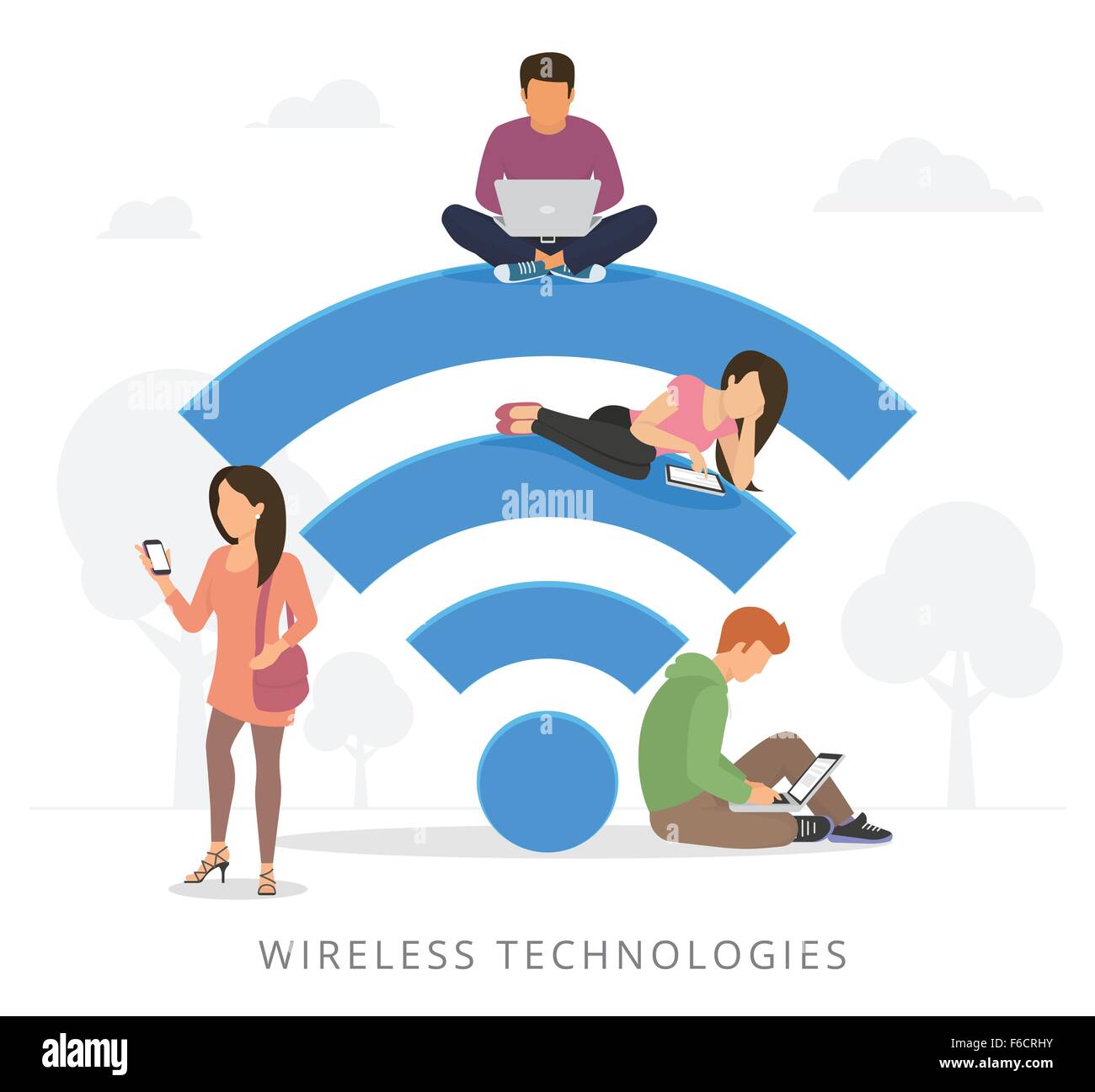 People with gadgets using wi-fi outdoors Stock Vector Image & Art - Alamy
