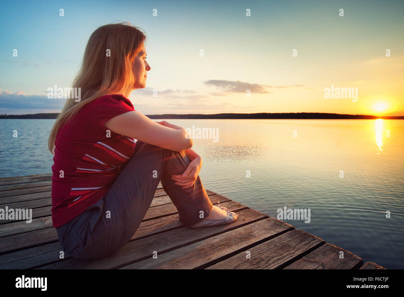 Female looking over bridge hi-res stock photography and images - Alamy