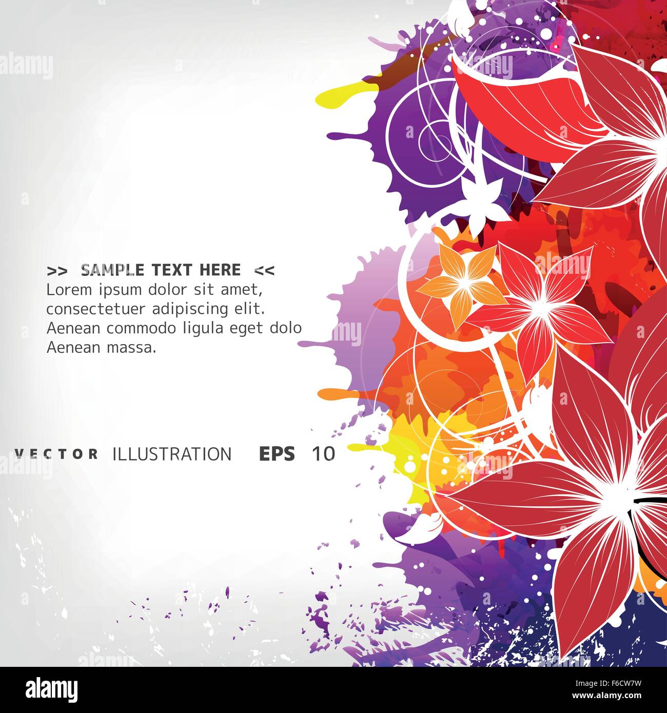 abstract vintage floral background with color splash Stock Vector Image ...