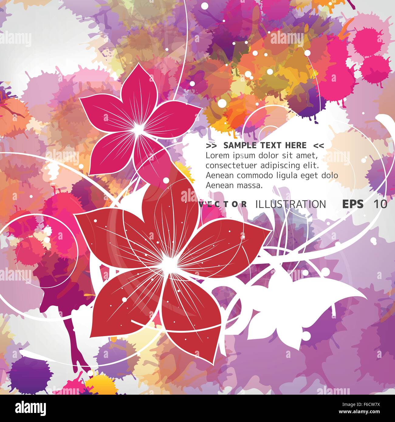 abstract vintage floral background with color splash Stock Vector Image ...