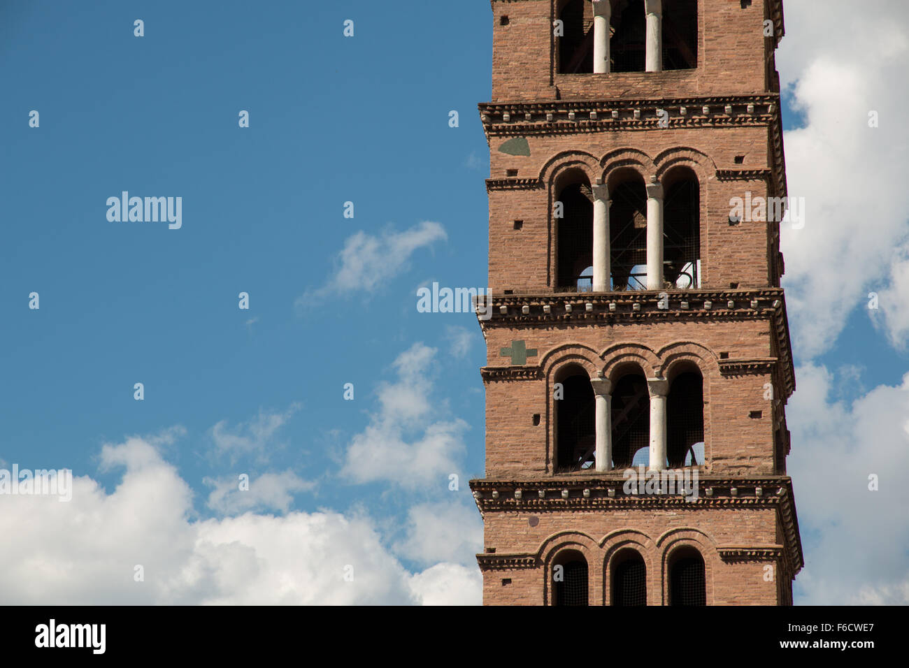 Bell tower of basilica dei santi giovanni paolo in rome hi-res stock ...