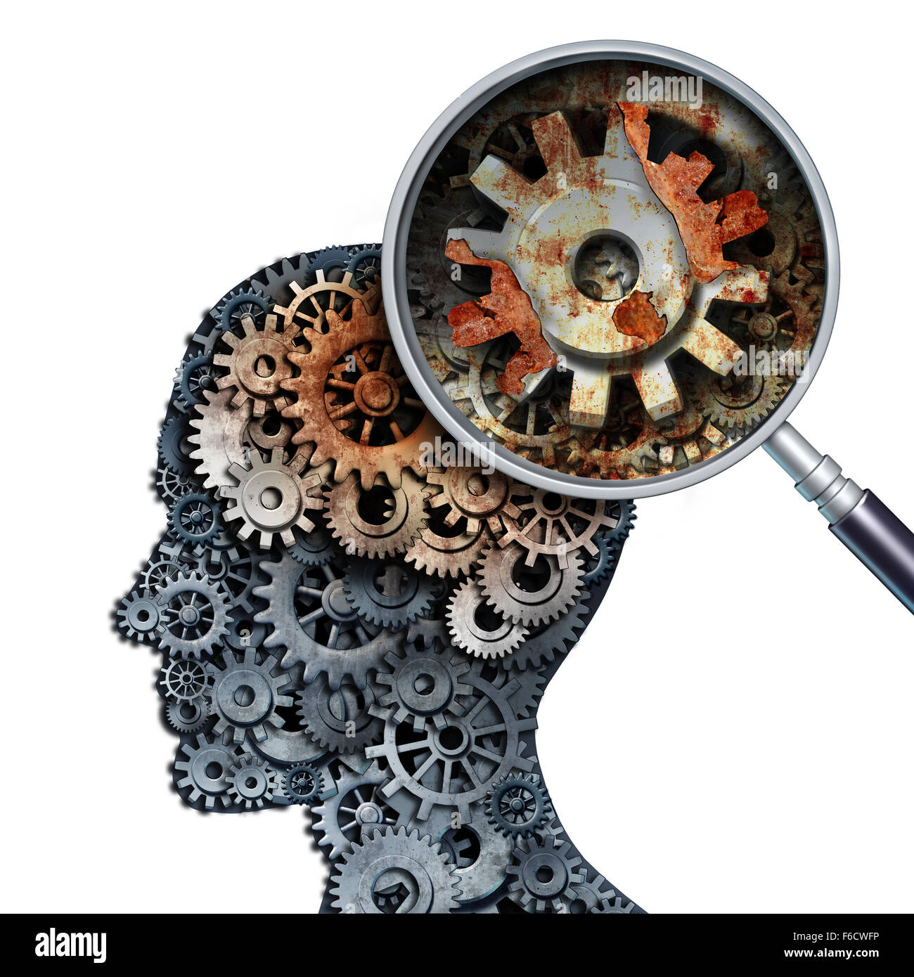 Brain decline and dementia or aging as memory loss concept for brain ...