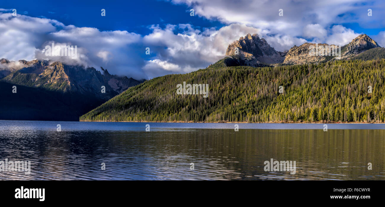 Panorama of Redfish Lake and Braxon Peak Stock Photo - Alamy