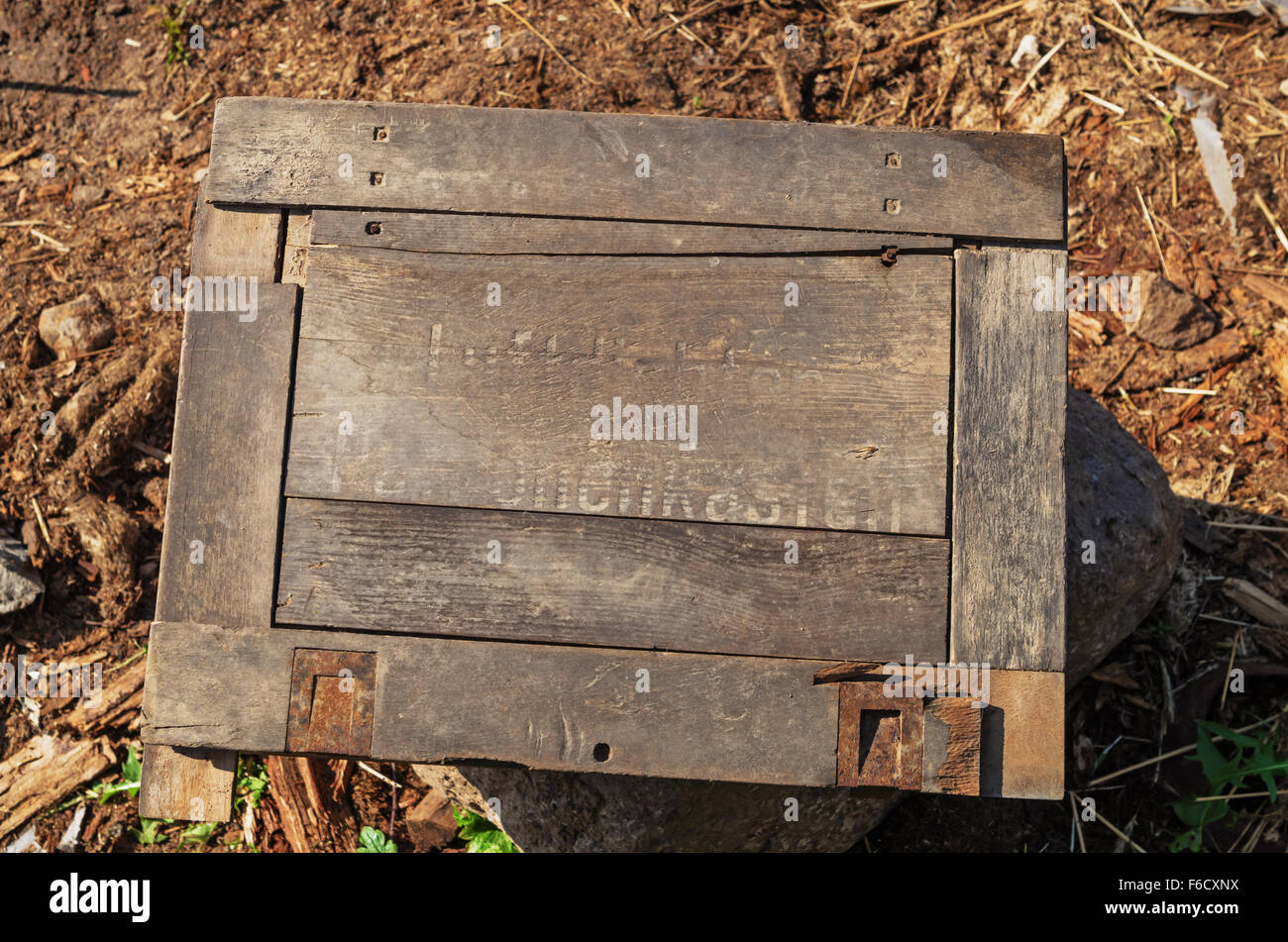 Wooden box from the weapon of the period of World War II. German army ...