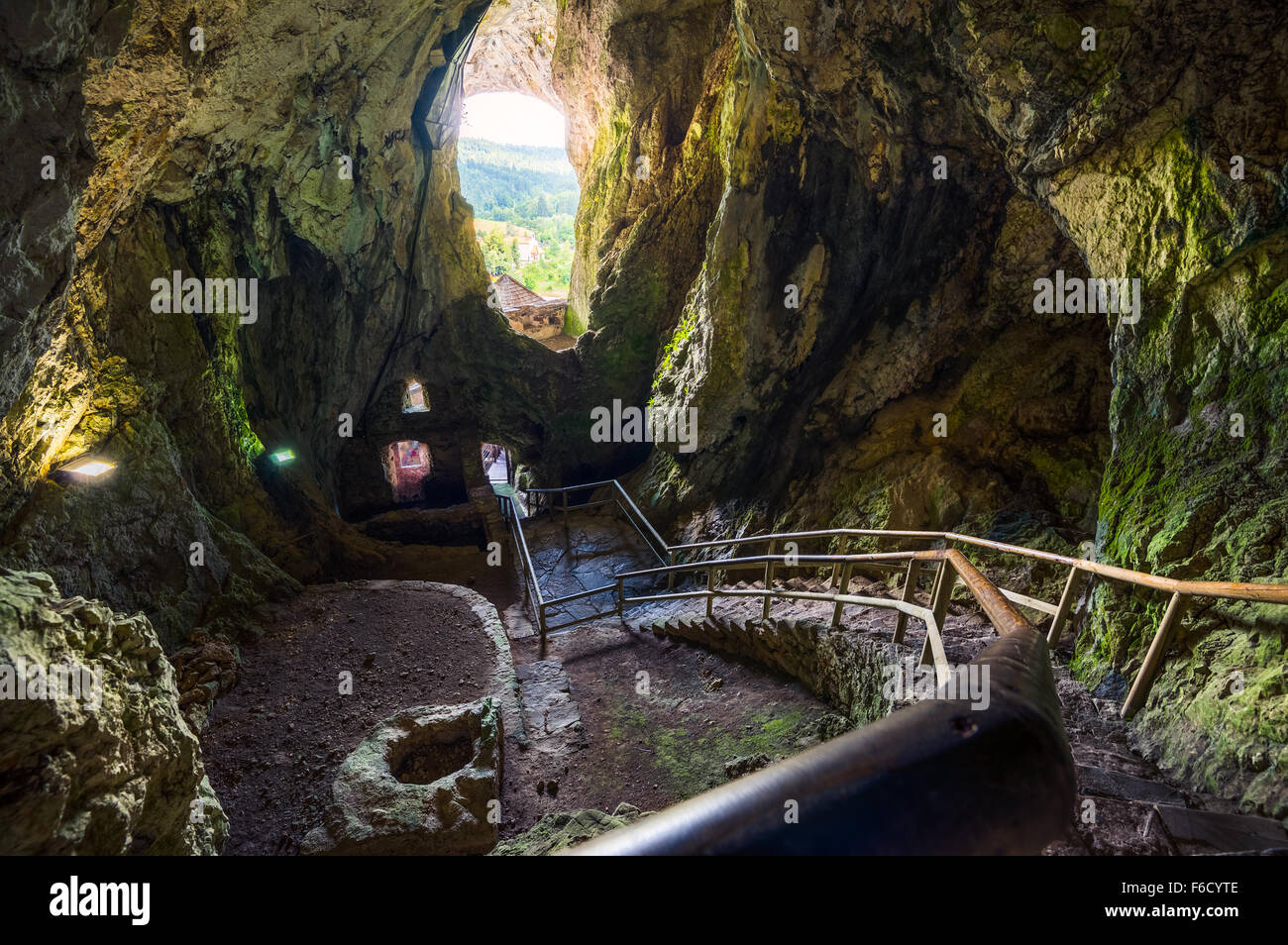 Cave Interior with Stone Staircase of Predjama Castle in Slovenia ...