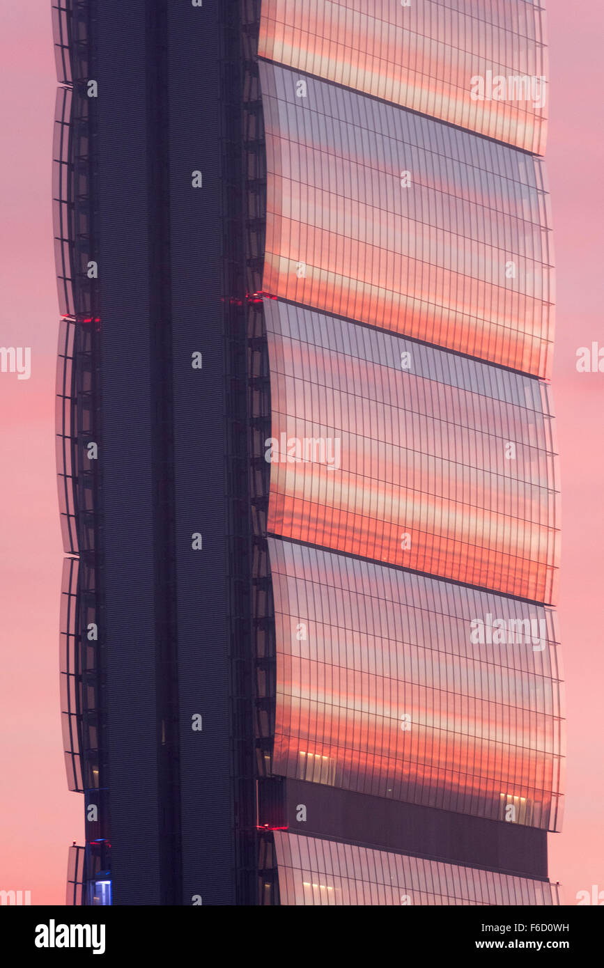 Milan (Lombardy, Italy): modern tower in Citylife at evening Stock ...
