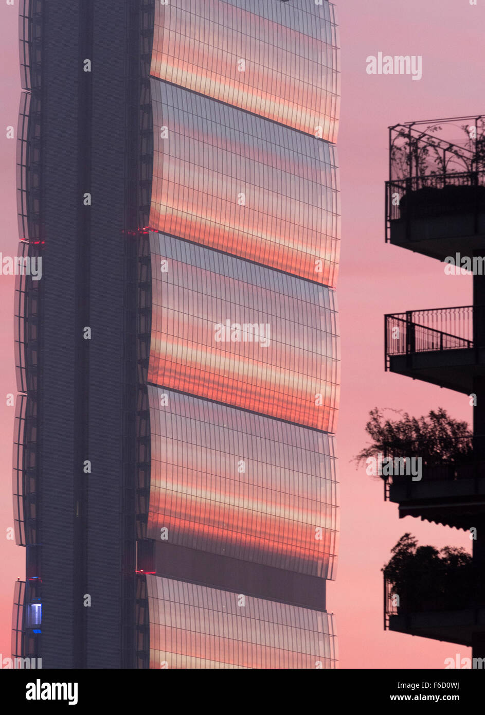 Milan (Lombardy, Italy): modern tower in Citylife at evening Stock ...