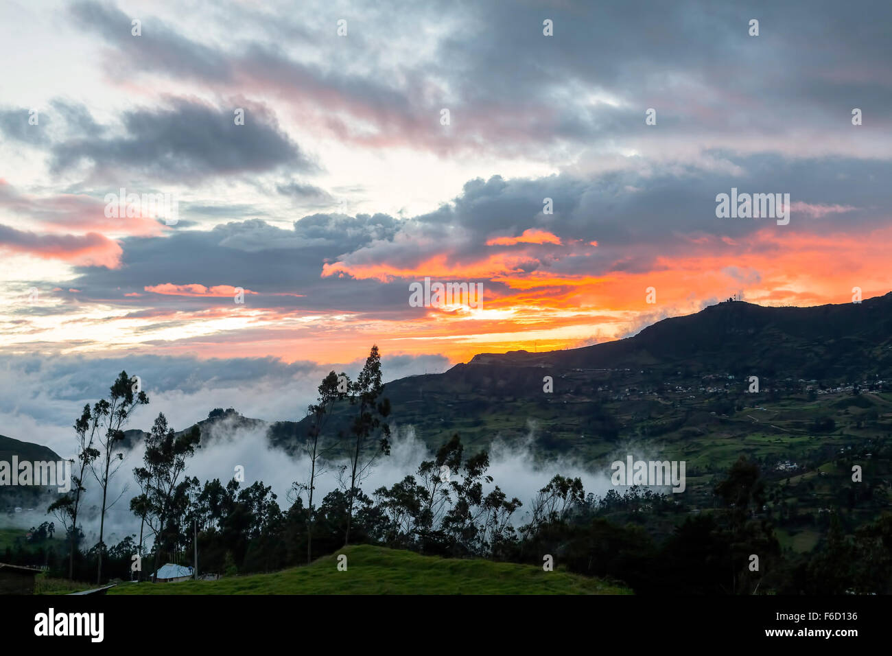 Dramatic High Contrast Sunset Near Cuenca In South America Stock Photo ...