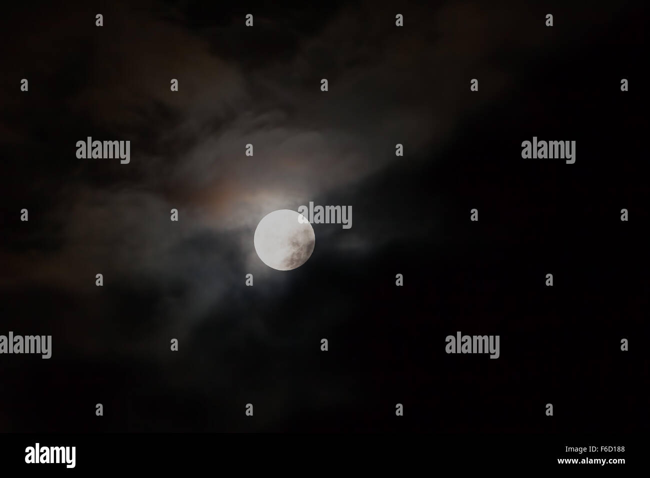 Night Sky With Full Moon, Stars And Beautiful Clouds Stock Photo - Alamy