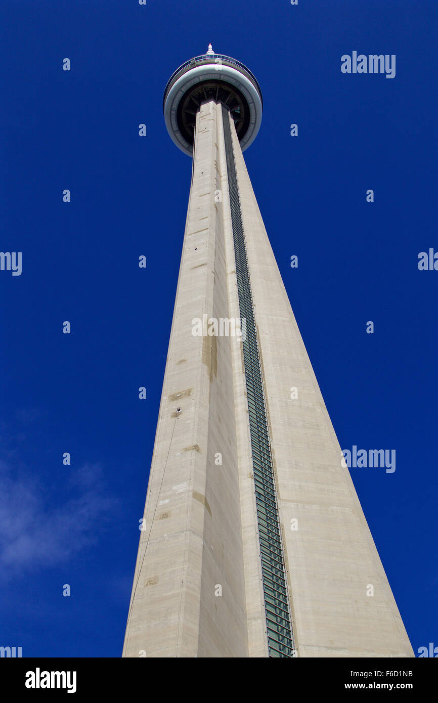 Beautiful image of CN Tower and blue sky on the background Stock Photo ...