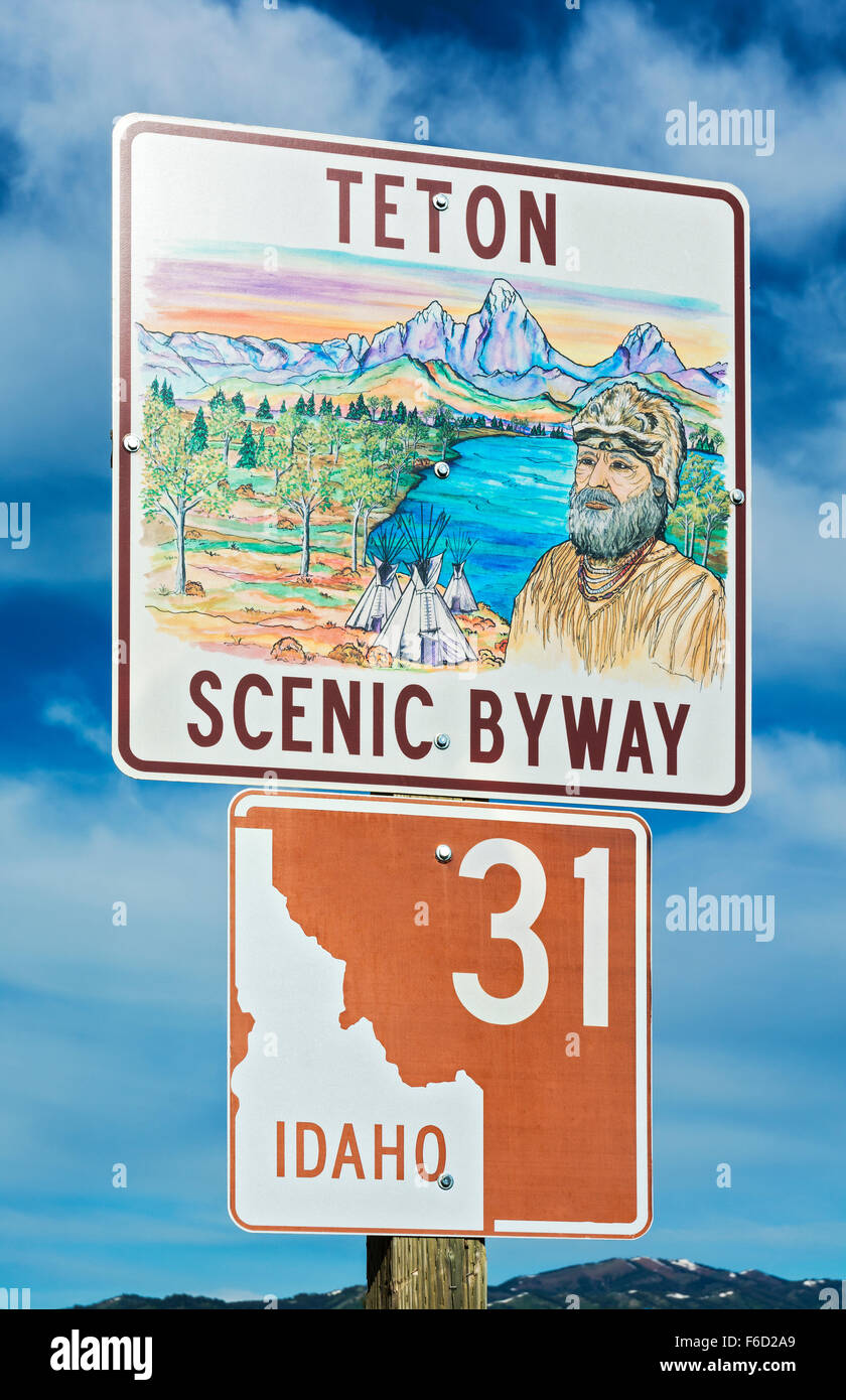 Idaho, Teton Scenic Byway, Highway 31, road sign Stock Photo - Alamy