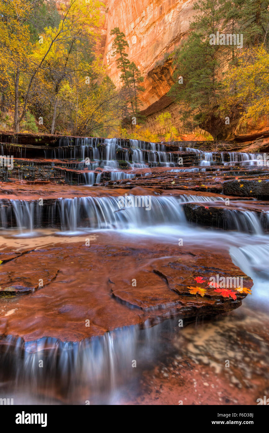 Red Waterfalls, also called Subway Falls, just downstream from the ...