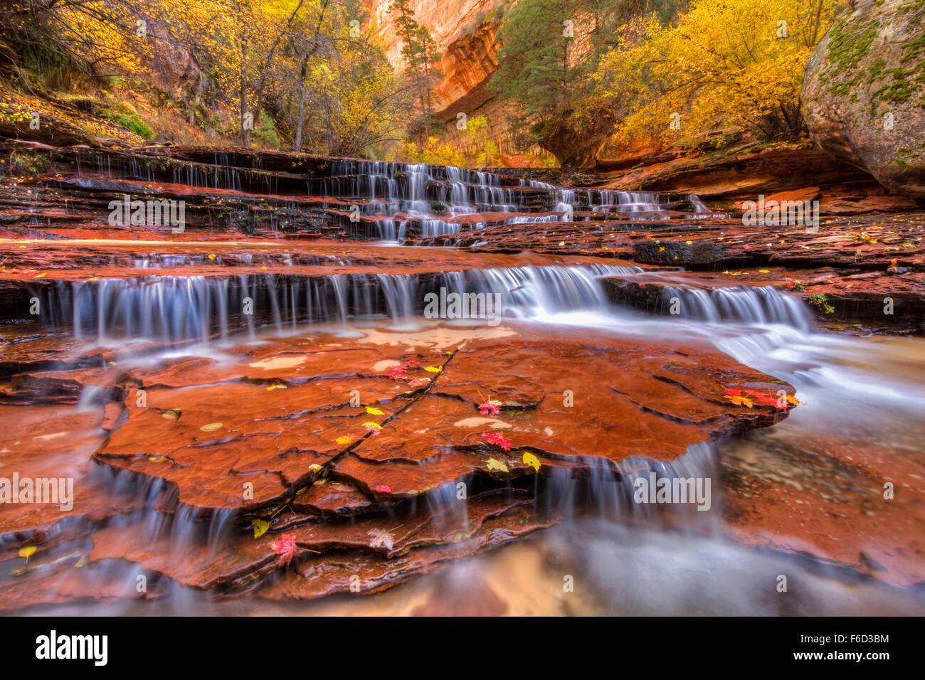 Red Waterfalls, also called Keyhole Falls or Subway Falls, just ...