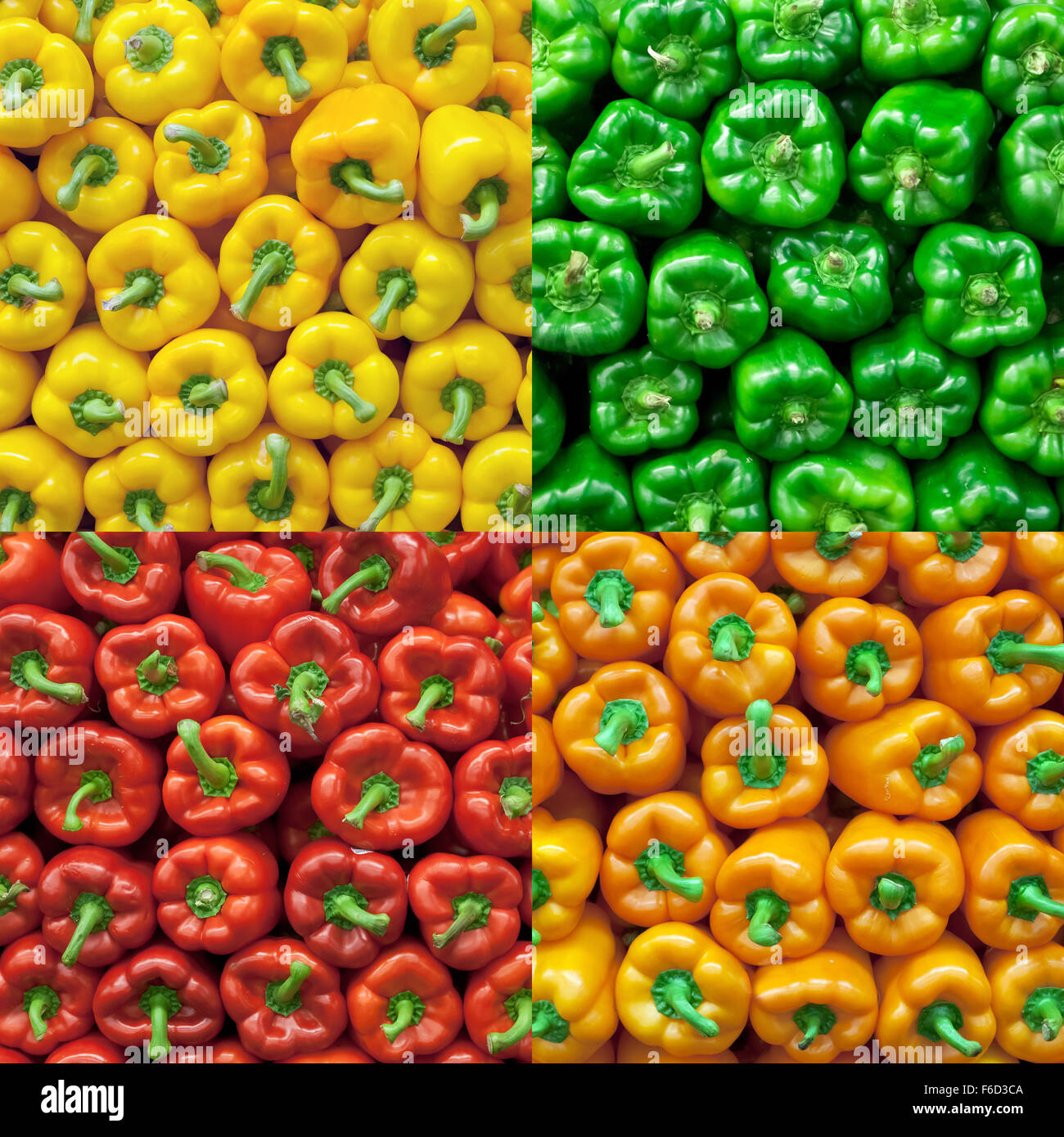 Collage of fresh bell peppers for sale Stock Photo - Alamy