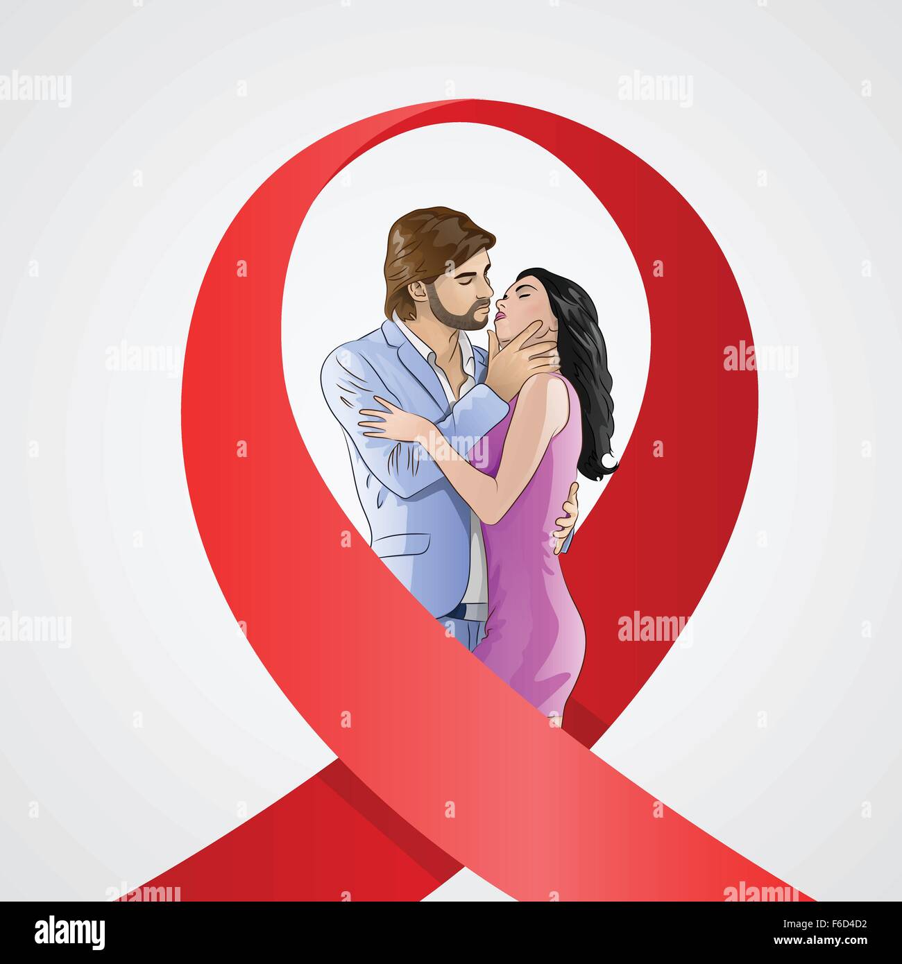 World AIDS Day Awareness Red Ribbon Concept Love Couple Stock Vector ...