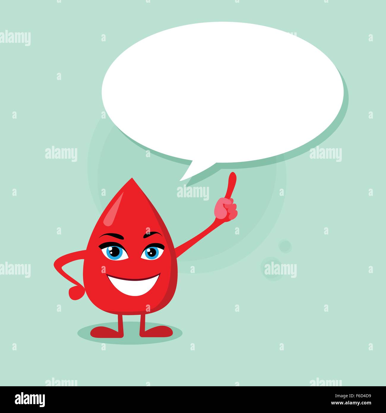 Blood Drop Cartoon Character Point Finger Chat Box Bubble Stock Vector ...