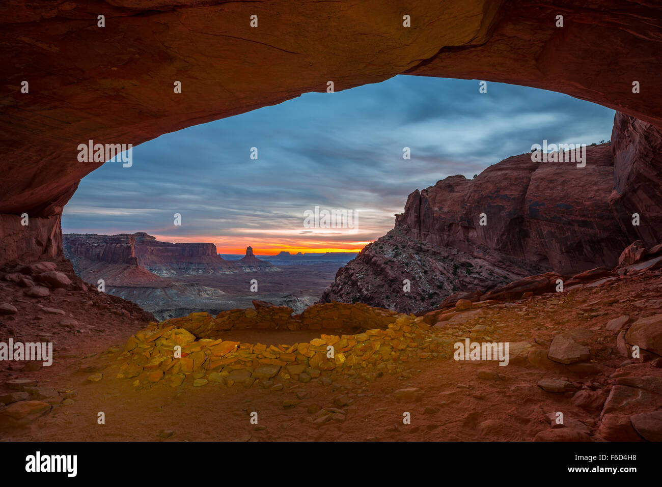 Vibrant Sunset Colors view from the inside of the False Kiva ...