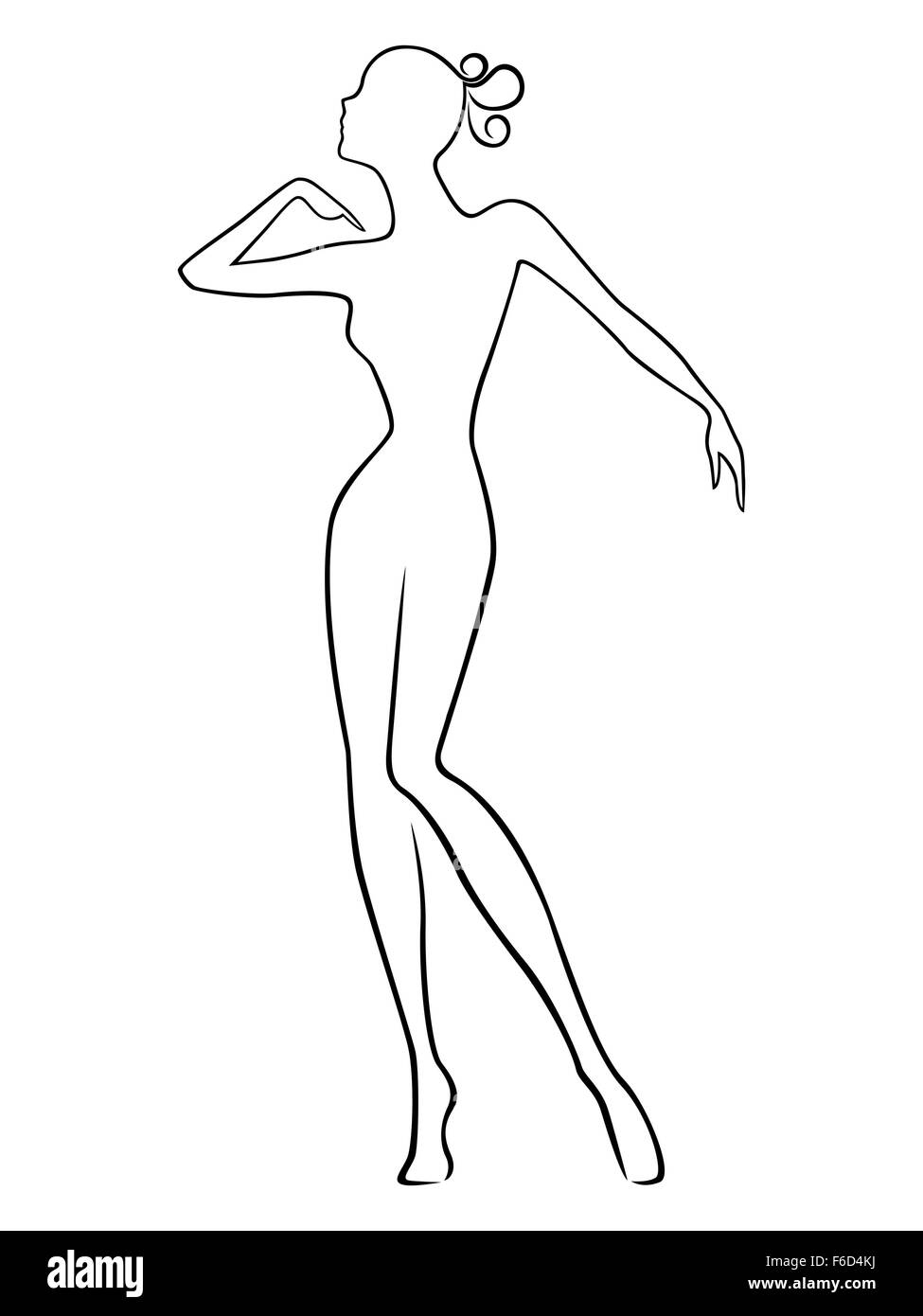 Abstract stylish slender female posing with hands gesturing, vector ...