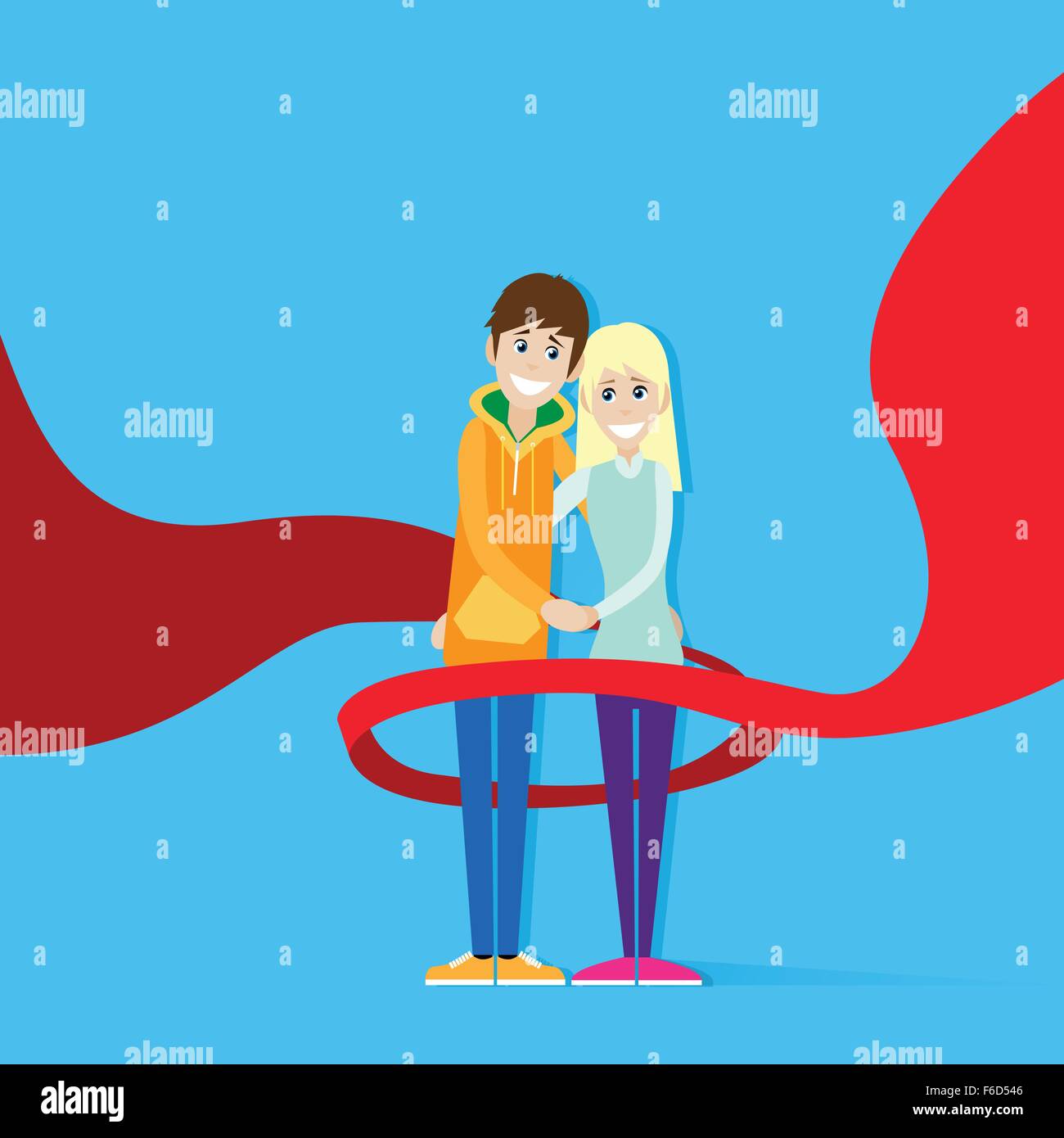 Love Couple World AIDS Day Awareness Red Ribbon Stock Vector Image ...